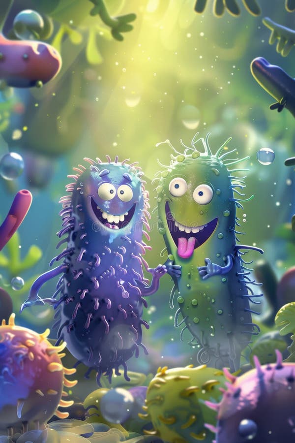 Cartoon Cute Bacteria. Characters of Small Cartoon Monsters Stock ...