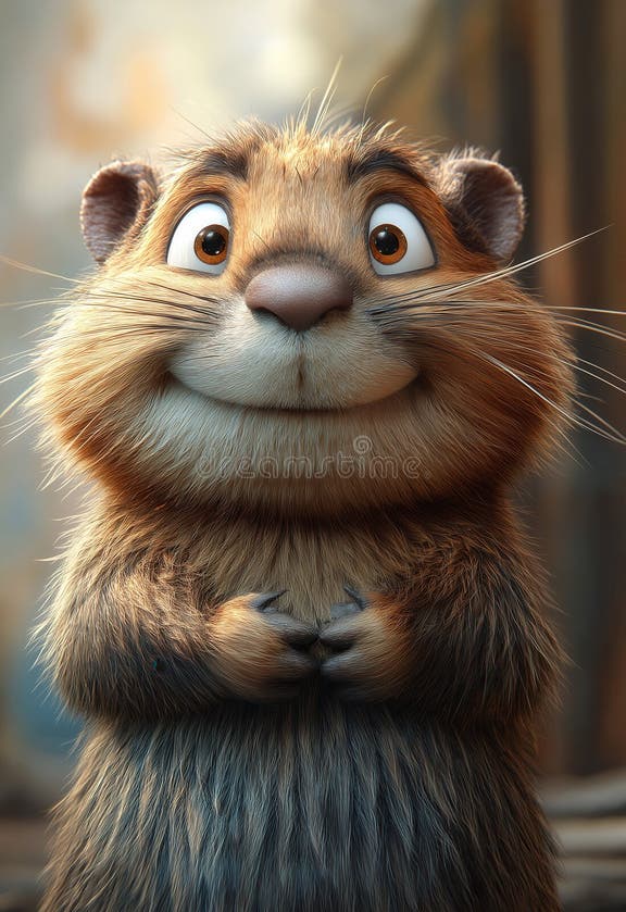 Cartoon Cute Beaver on a Blurred Background. Stock Photo - Image of ...