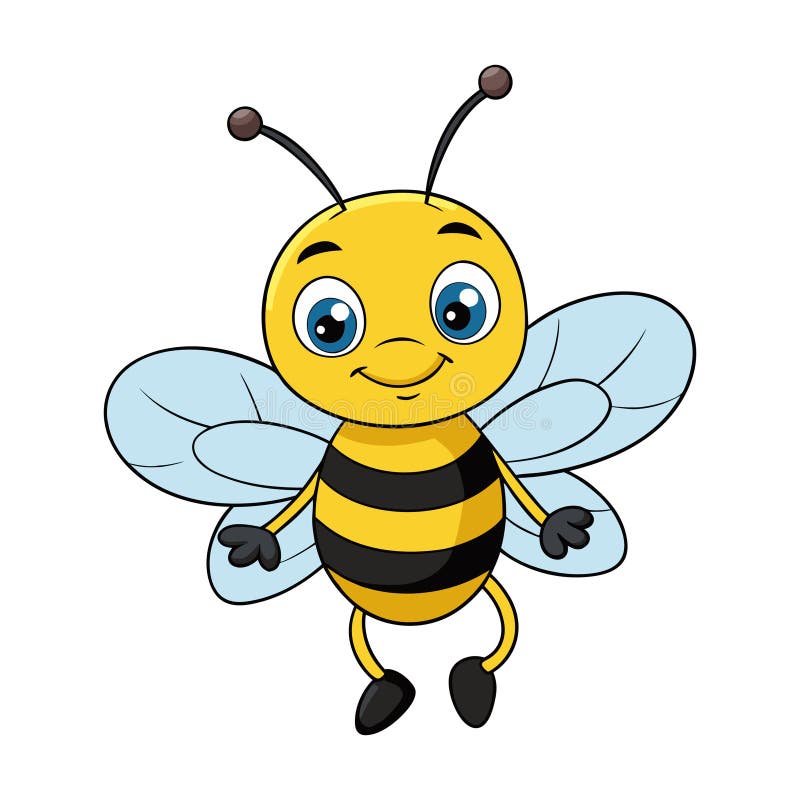 Cartoon Cute Bee with Big Eyes and a Smile Stock Vector - Illustration ...