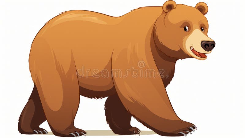 Cartoon Cute Big Bear Walking, Vector Illustration Stock Illustration ...