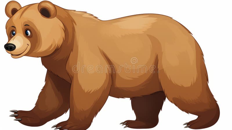 Cartoon Cute Big Bear Walking, Vector Illustration Stock Illustration ...