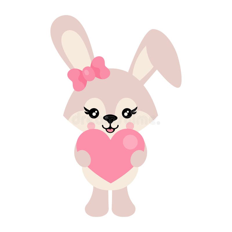 Cartoon Cute Bunny Girl With Heart Vector Stock Vector Illustration