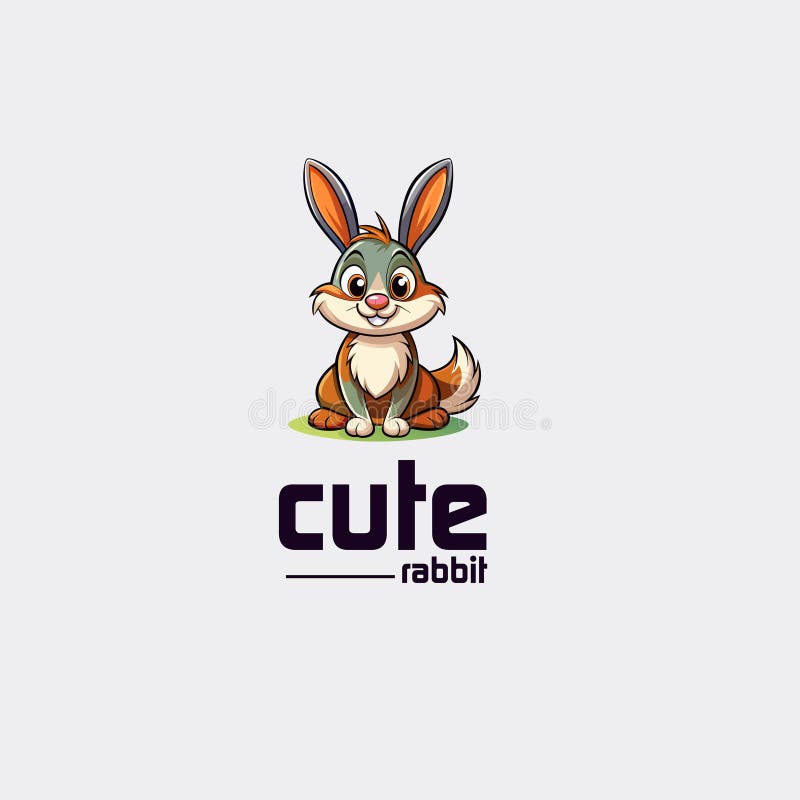 Cartoon Cute Bunny Rabbit Logo Illustration Stock Illustration ...
