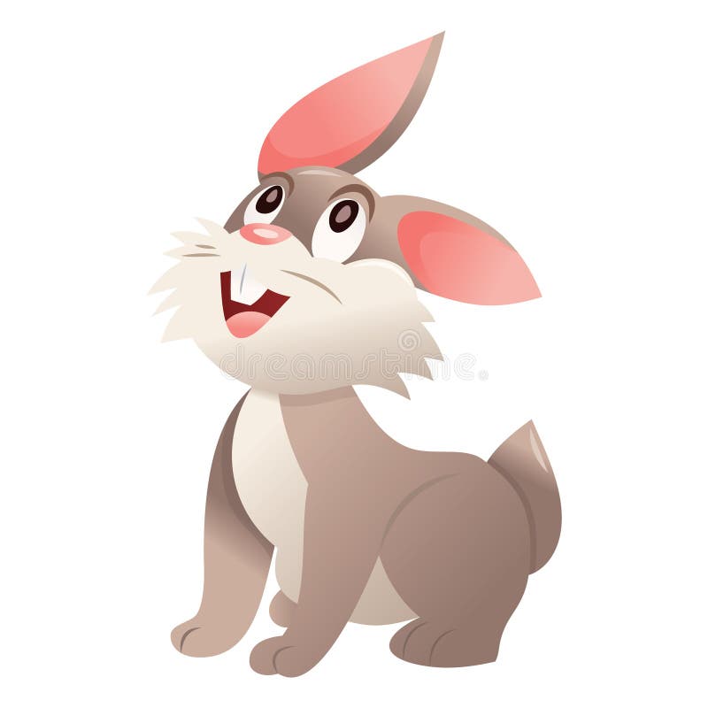 Cartoon Cute Bunny Rabbit Looking Up Stock Illustration - Illustration ...
