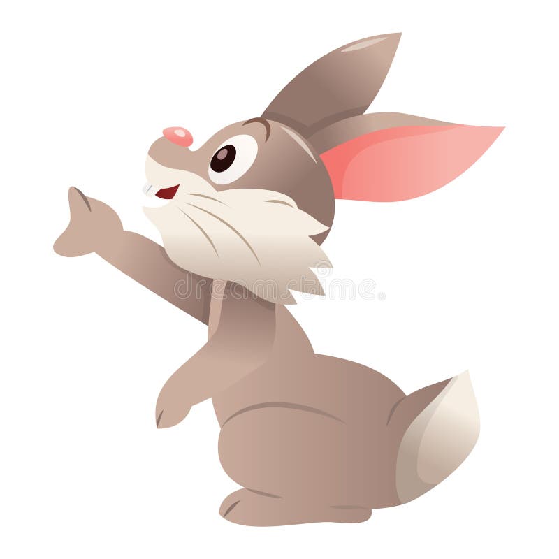 Cartoon Cute Bunny Rabbit Looking Up Stock Illustration - Illustration ...