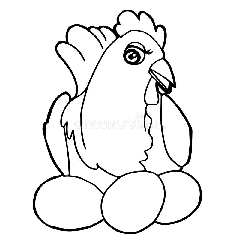 Cartoon Cute Chicken Coloring Page Vector Stock Vector - Illustration ...