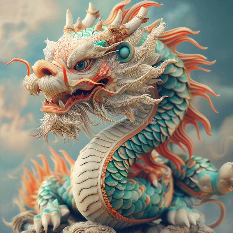 Cartoon Cute Chinese Dragon, 3D Stock Illustration - Illustration of ...