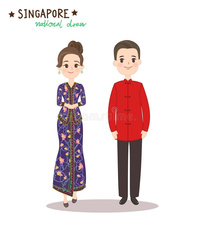 Cartoon Cute Couple Asian Character Vector. Stock Vector - Illustration ...