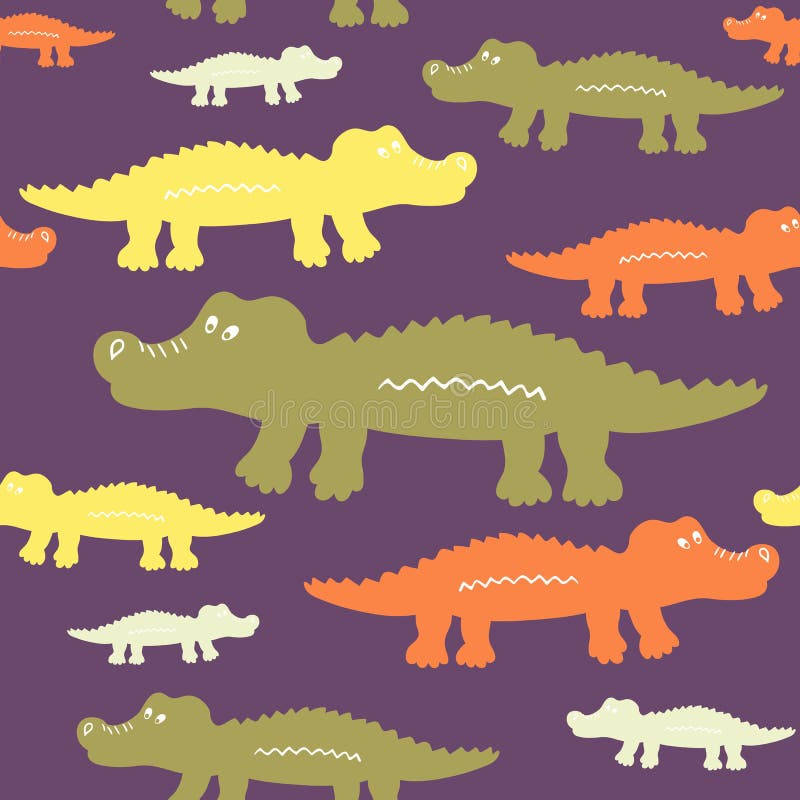 Cartoon Cute Crocodiles Seamless Vector Pattern. Stock Vector ...