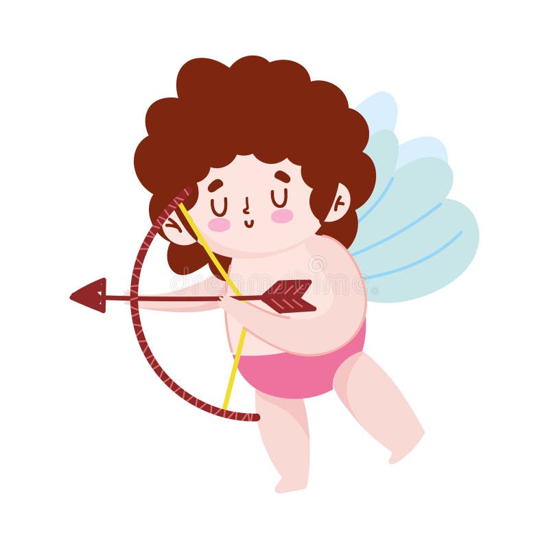 Cartoon Cute Cupid with Arrow and Bow Romantic Isolated Icon Design ...