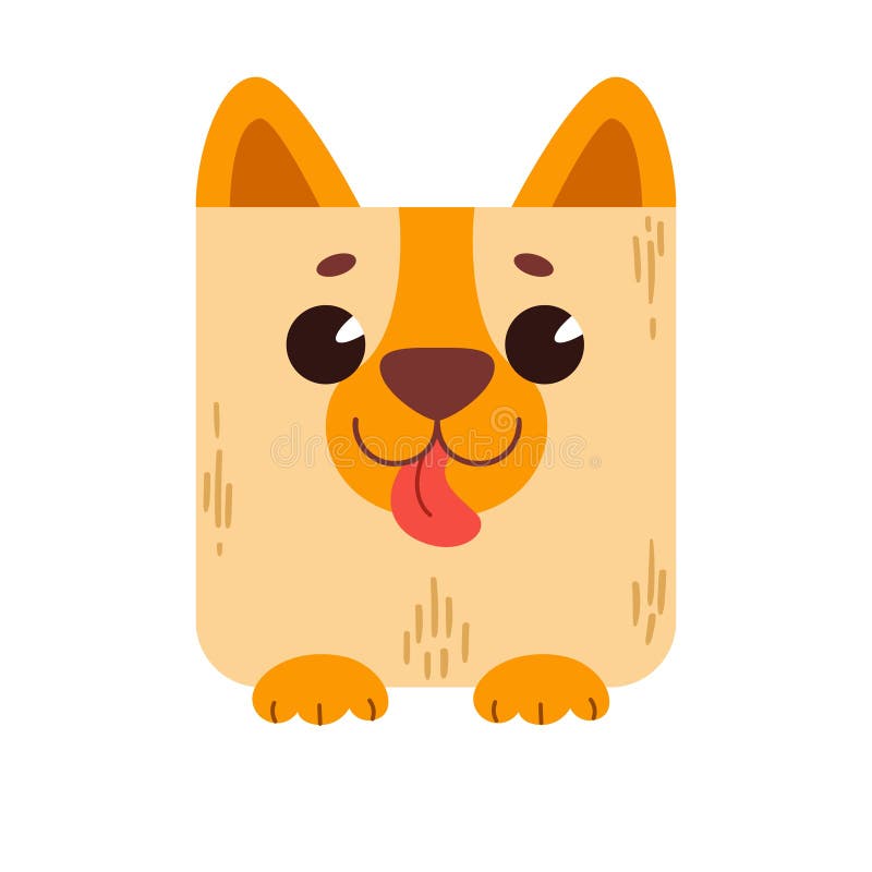 A Cartoon Cute Dog with a Square Shape. Square Icon for Apps or Games ...