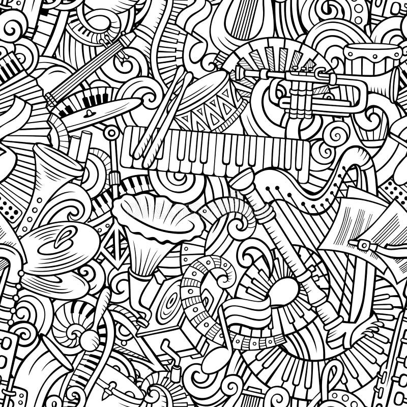 Cartoon Cute Doodles Classical Music Seamless Pattern Stock Vector ...