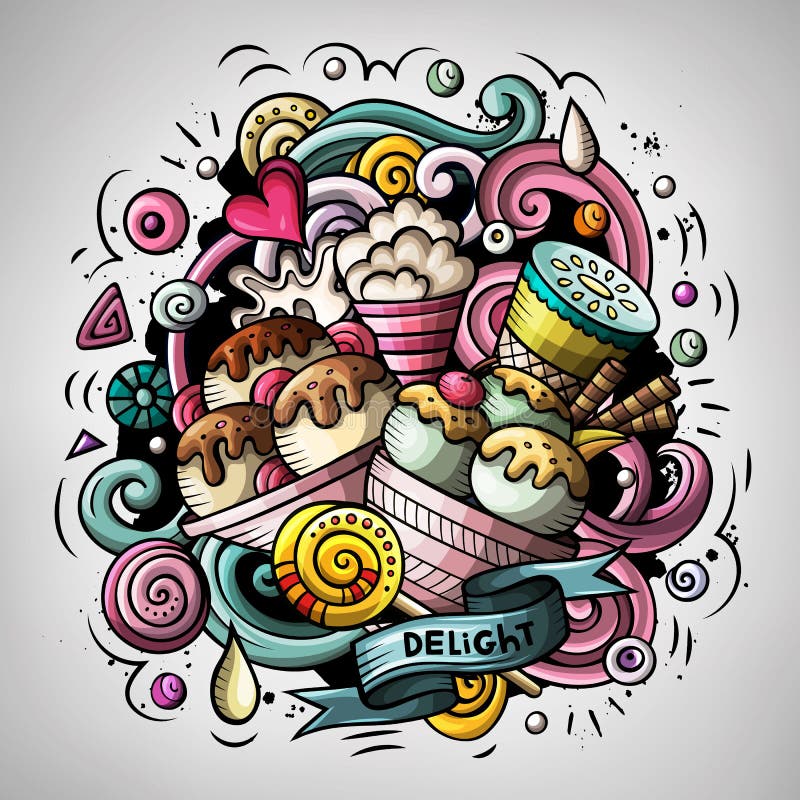 Cartoon Hand Drawn Doodles Ice Cream Stock Illustrations 960 Cartoon