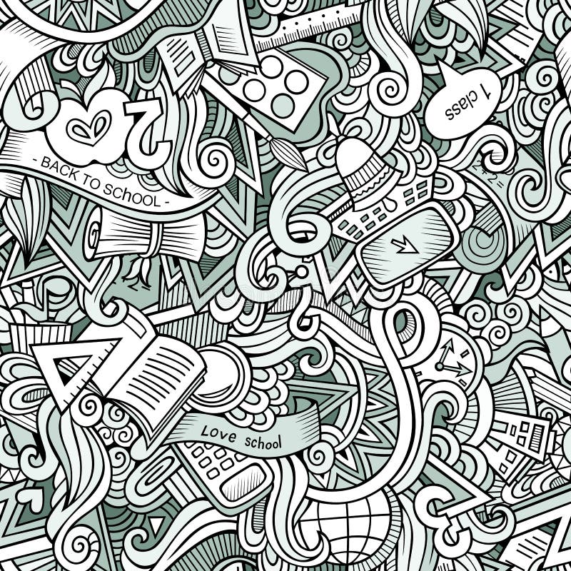 Seamless Pattern of the Formulas and Doodles School Subjects Stock ...