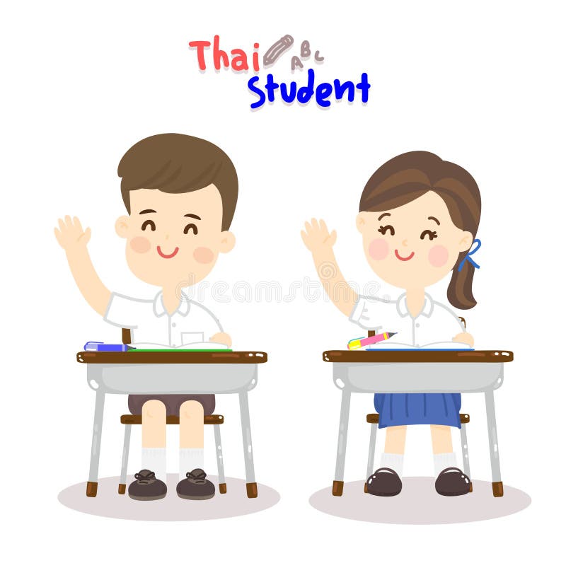 Cartoon Thai Students Character Vector. Stock Vector - Illustration of ...