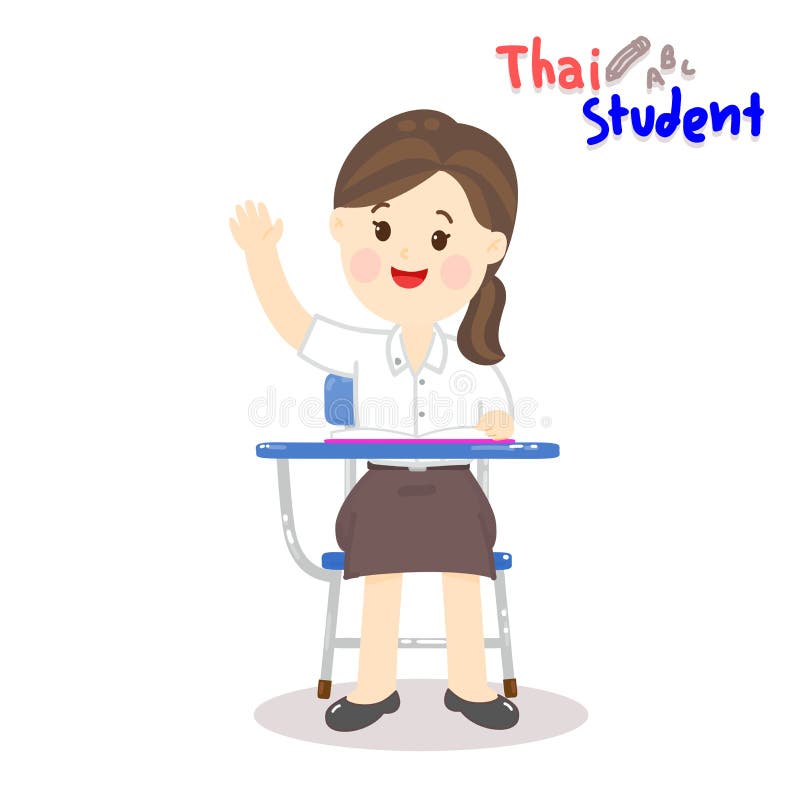 Cartoon Thai Students Character Vector. Stock Vector - Illustration of ...