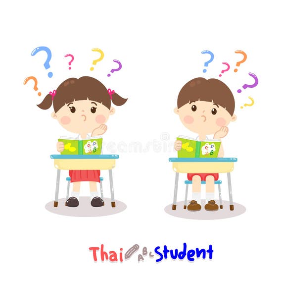Cartoon Thai Students Character Vector. Stock Vector - Illustration of ...