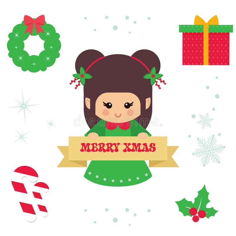 Cartoon Cute Elf with Sign Christmas Illustration Stock Vector ...