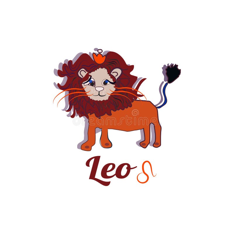 Cartoon Cute Fire Leo Sign on White Background. Vector Illustration ...