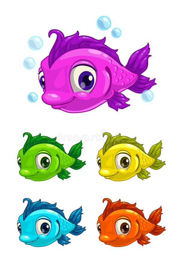 Cartoon cute fish stock illustration. Illustration of background - 56727058