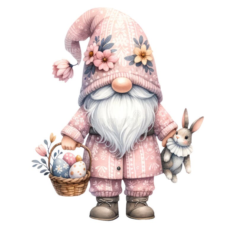 Cute Gnome Easter Day Clipart Illustration AI Generative Stock Image ...