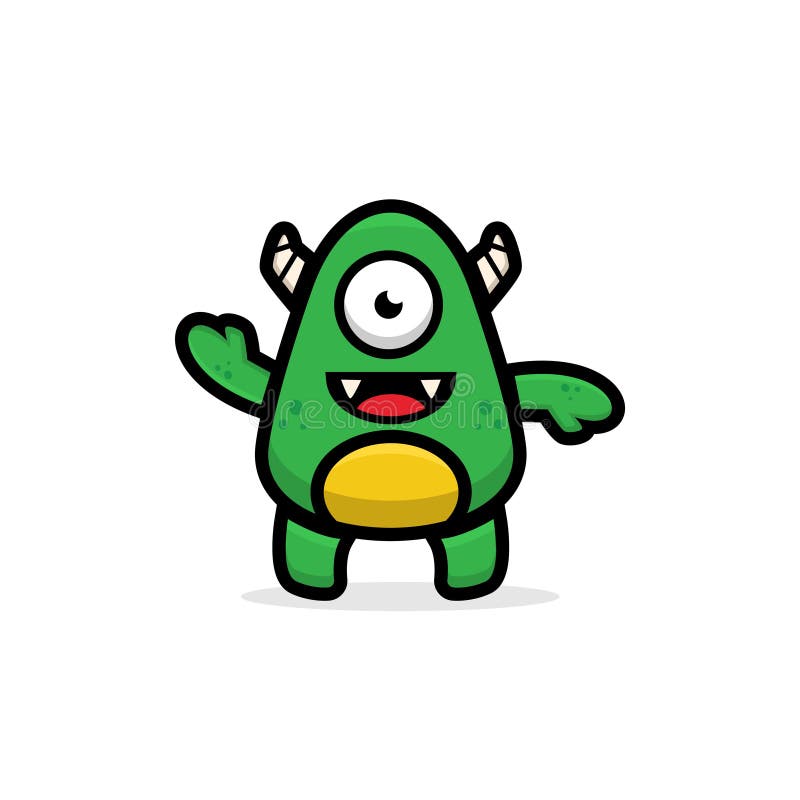 Cartoon cute green monster stock vector. Illustration of birthday ...