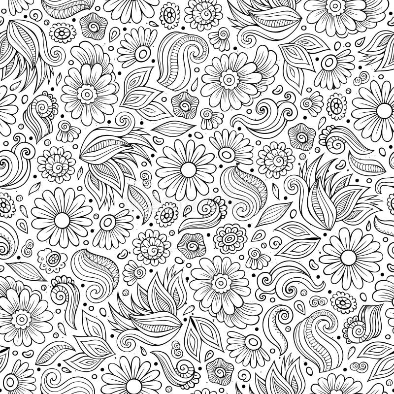 Cartoon Cute Hand Drawn Spring Seamless Pattern. Stock Vector ...