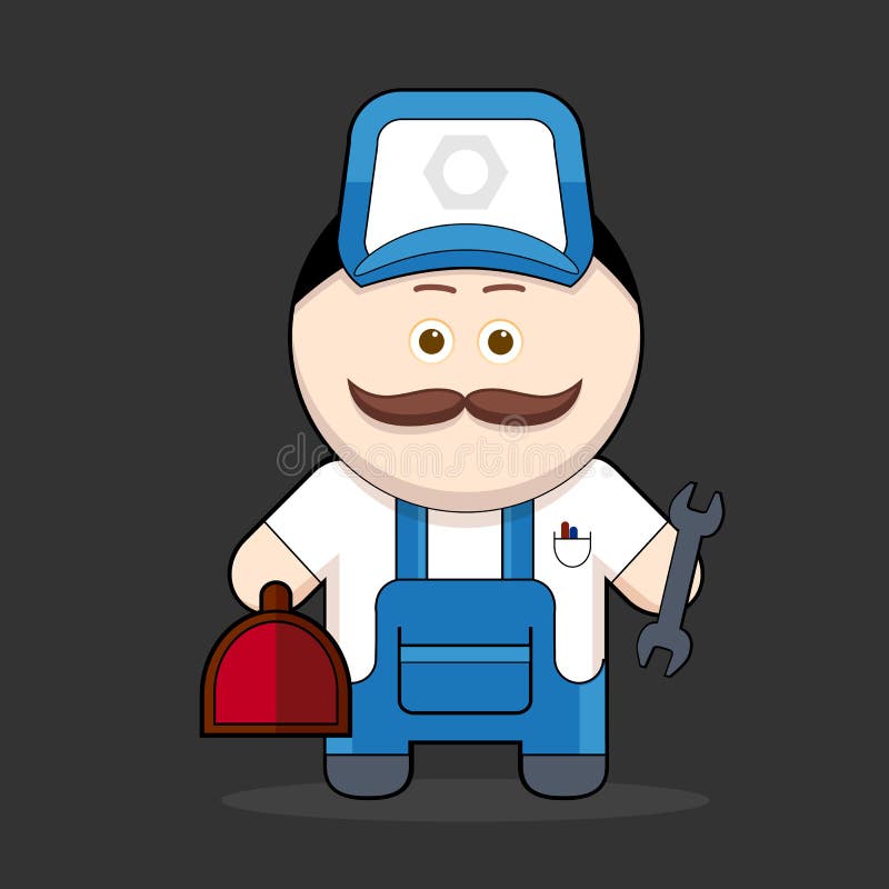 Cartoon Cute Handyman-mechanic Stock Vector - Illustration of friendly ...