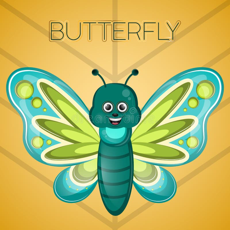 Cartoon of a Cute Happy Butterfly Stock Vector - Illustration of design ...