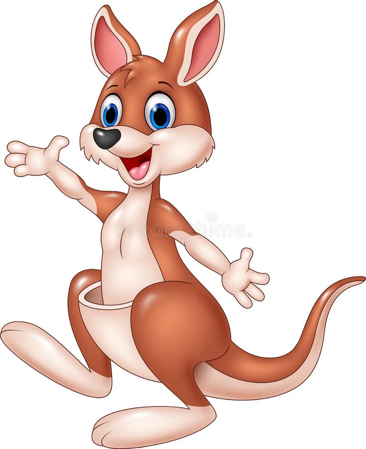 Cute Kangaroo Cartoon Waving Stock Vector - Illustration of magnet ...