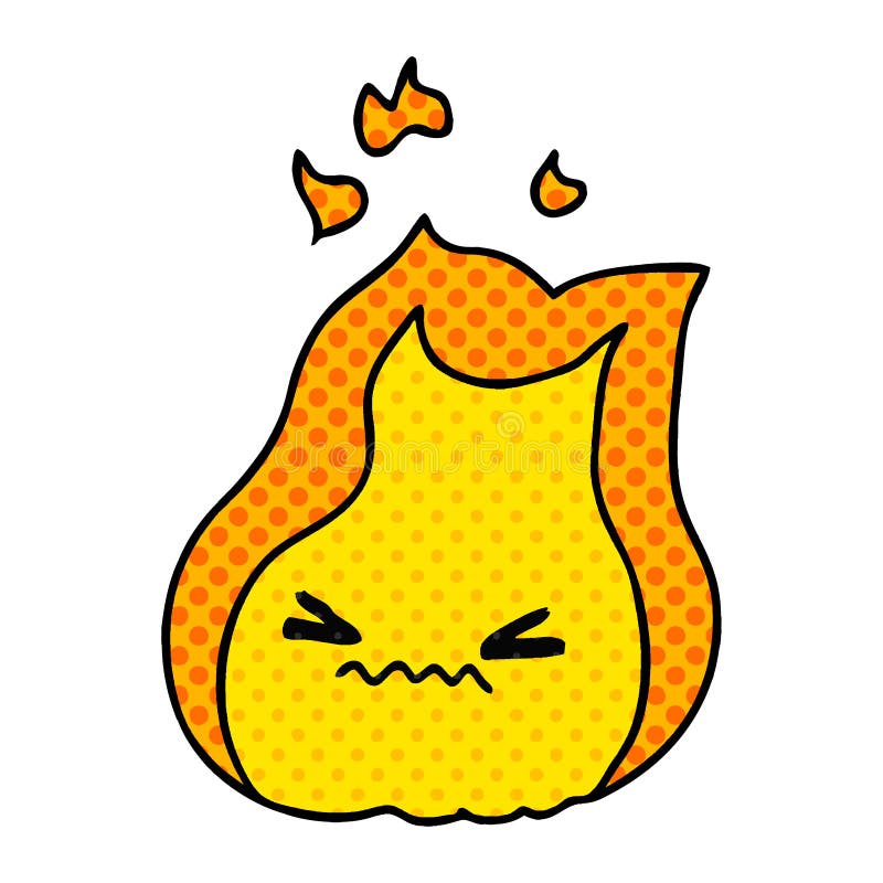 Cartoon of Cute Kawaii Fire Flame Stock Vector - Illustration of fire ...