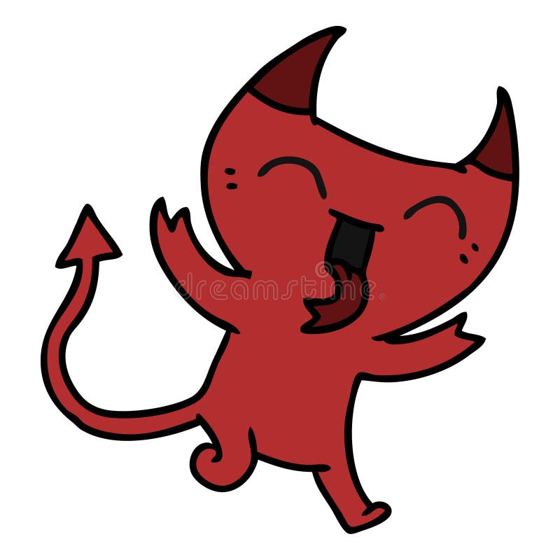 Cartoon of Cute Kawaii Red Demon Stock Vector - Illustration of holiday ...