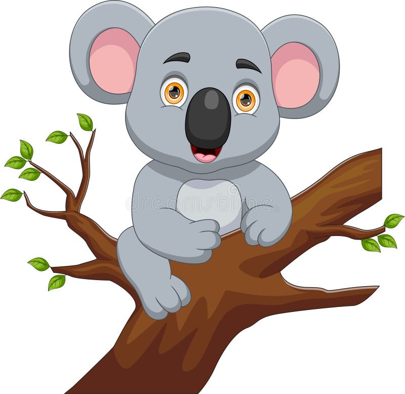 Cartoon Cute Koala on a Tree Stock Illustration - Illustration of ...