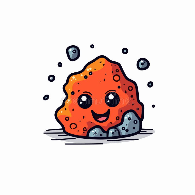 Cartoon Cute Lava Rock Character Stock Illustration - Illustration of ...