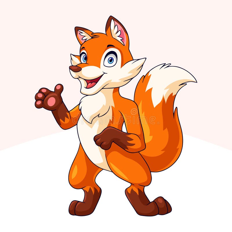 Cartoon Cute Little Fox on White Background Stock Vector - Illustration ...
