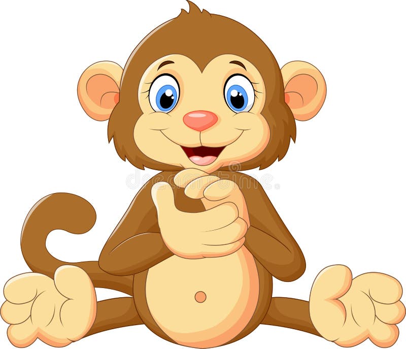 Cartoon Cute Monkey Clapping His Hands Stock Vector - Image: 53128779
