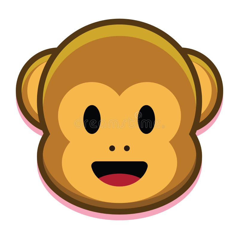 Cartoon Cute Monkey Face Isolated on White Background Stock ...