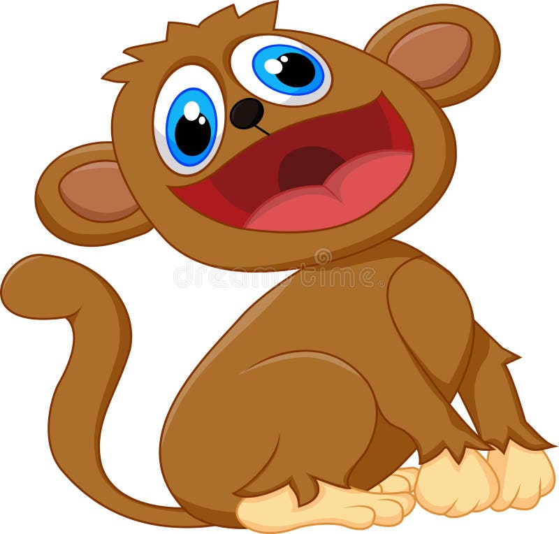 Cartoon Cute Monkey Sitting Stock Vector - Illustration of character ...