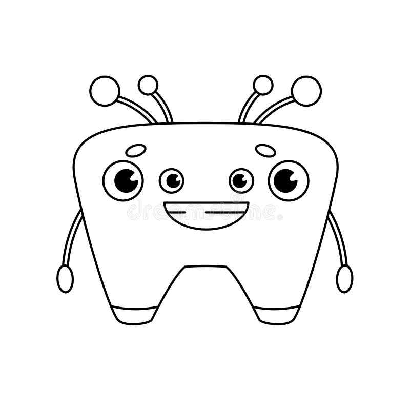 Cartoon Cute Monster Or Alien Coloring Book Vector Linear Illustration Isolated On White