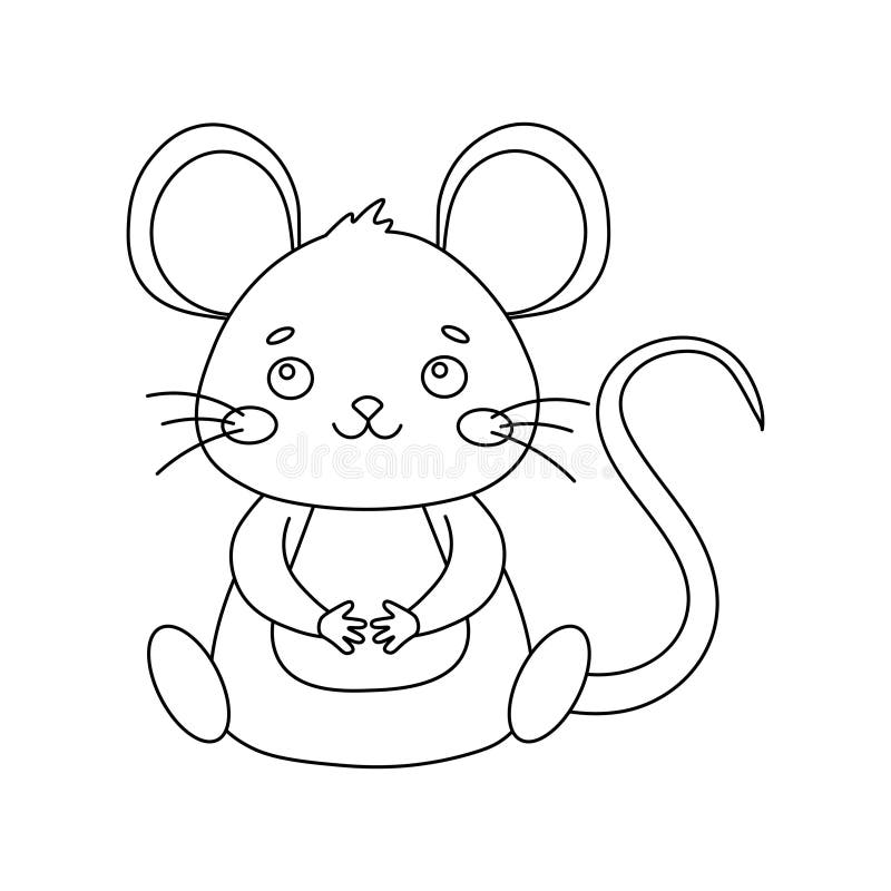 Cartoon Cute Mouse Outline Character Stock Illustration - Illustration ...