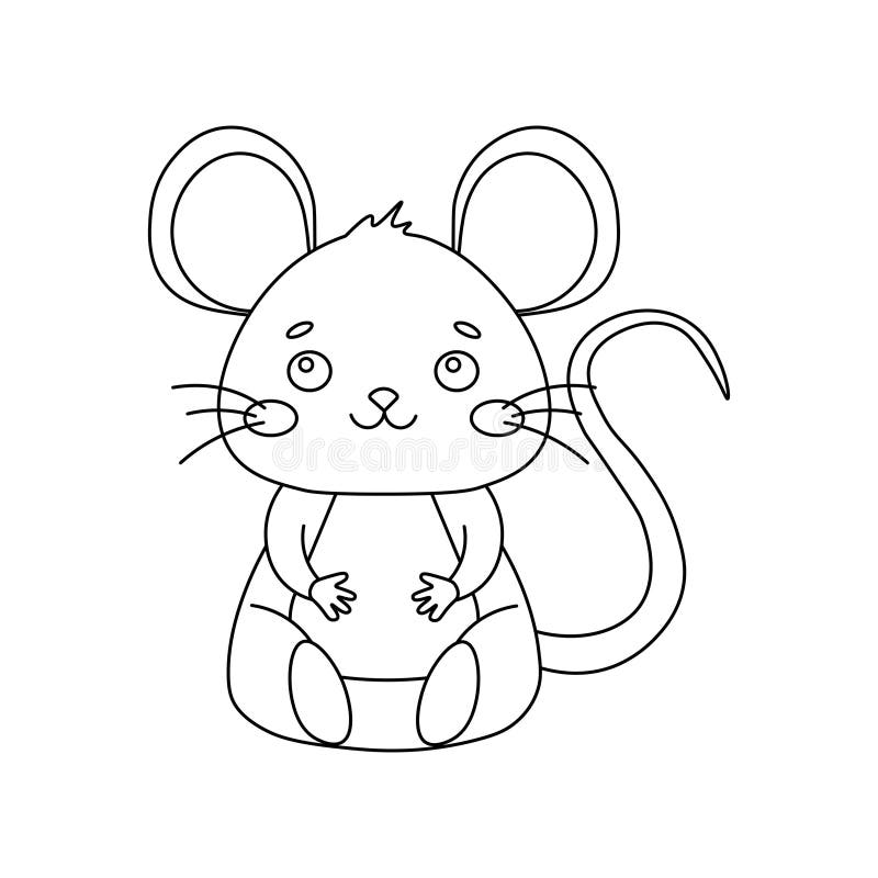 Cartoon Cute Mouse Outline Character Stock Vector - Illustration of ...