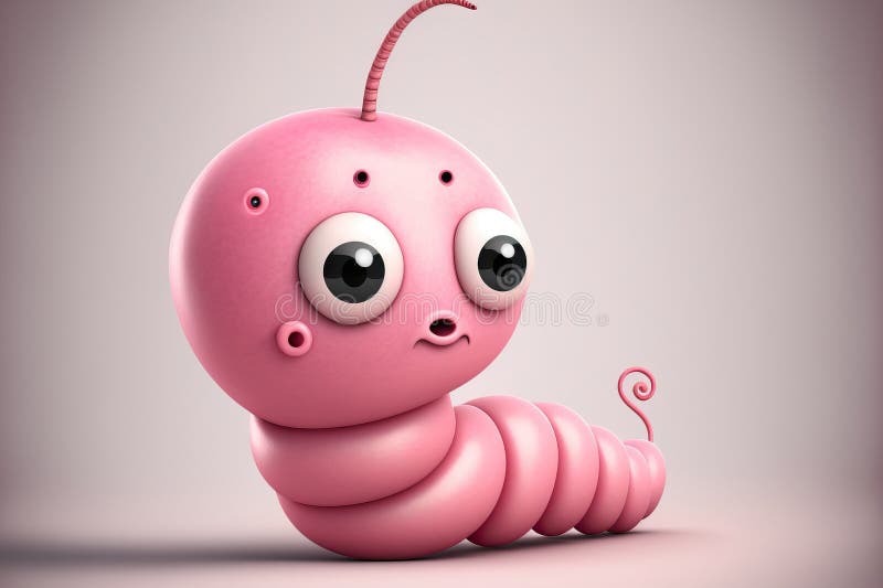 Cartoon of a Cute Pink Worm Stock Illustration - Illustration of ...