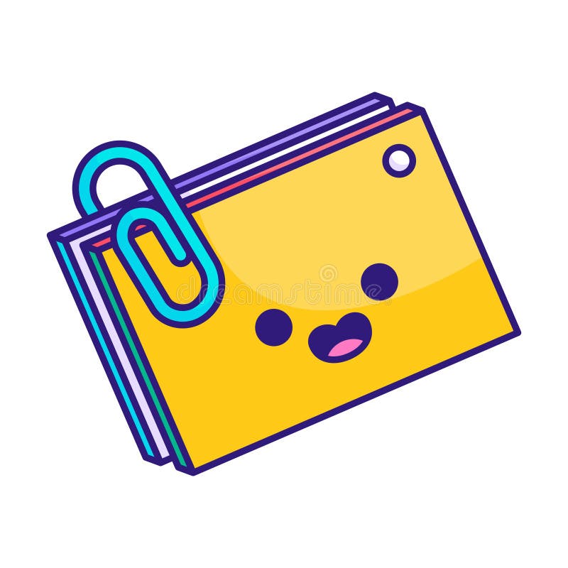 Cartoon Cute Post it School Kawaii Illustration Stock Vector ...