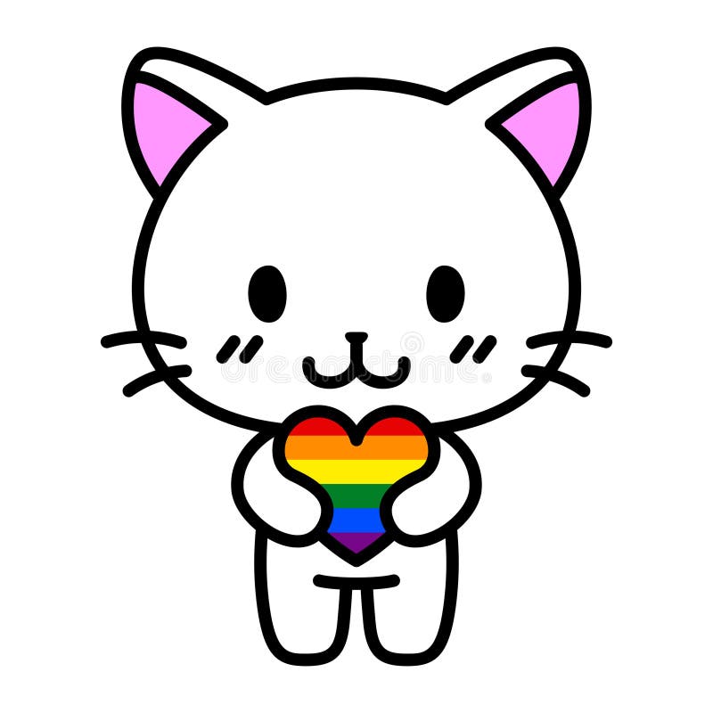 Vector Cartoon Cute Pride Cat Characters Isolated Stock Vector ...