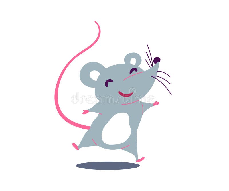 Cartoon Cute Rat in Simple Flat Style. Vector Illustration Stock Vector ...