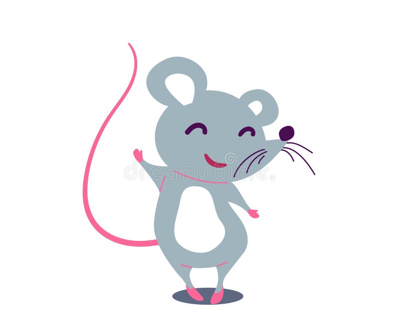Cartoon Cute Rat in Simple Flat Style. Vector Illustration Stock Vector ...