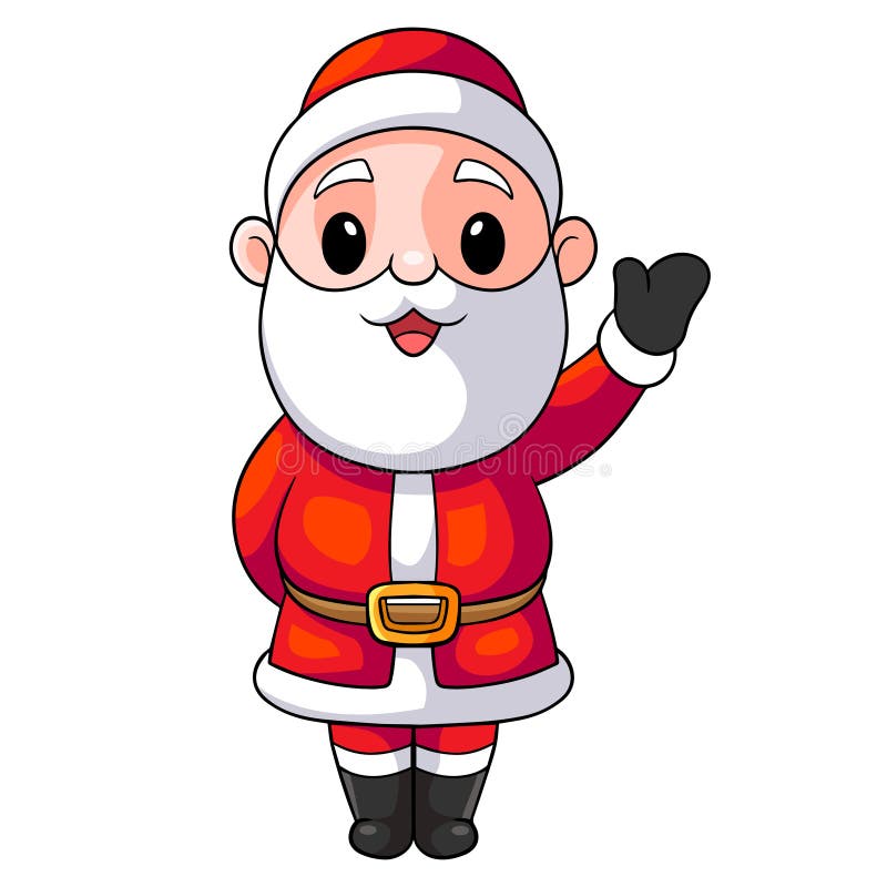 Cartoon Cute Santa Claus Waving Stock Vector - Illustration of happy ...