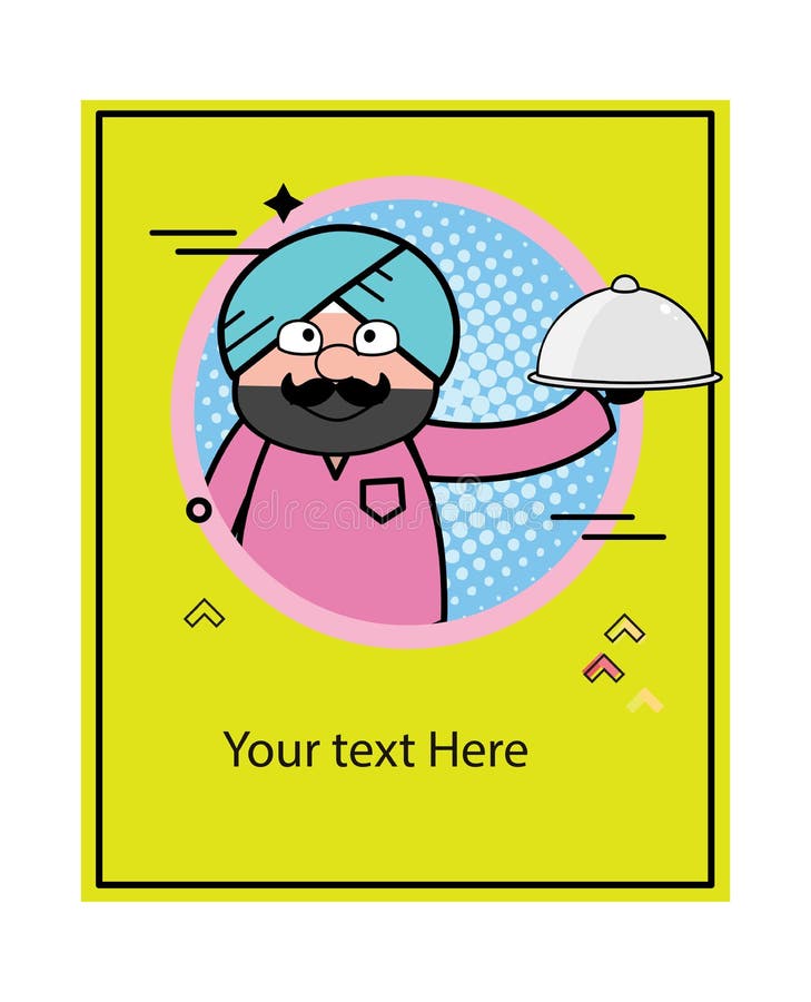 Cartoon Cute Sardar on Poster with Text Stock Illustration ...