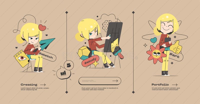 Cartoon Cute School Girl for Web Design Stock Vector - Illustration of ...