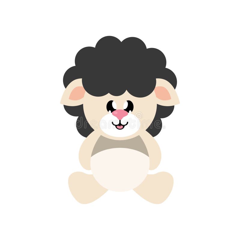 Cartoon Cute Sheep Black Sitting Stock Vector - Illustration of cute ...